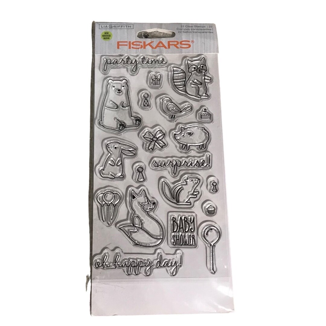 Fiskars Clear Stamps Set With Animal & Celebration Themes for Crafting ...