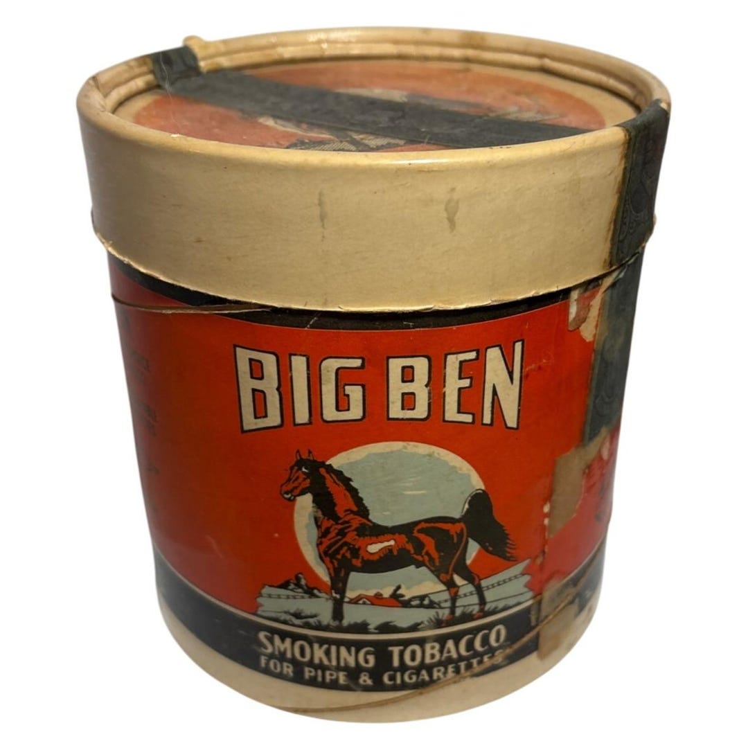 Big Ben Vintage Smoking Tobacco Cardboard Tin With Horse Graphic ...