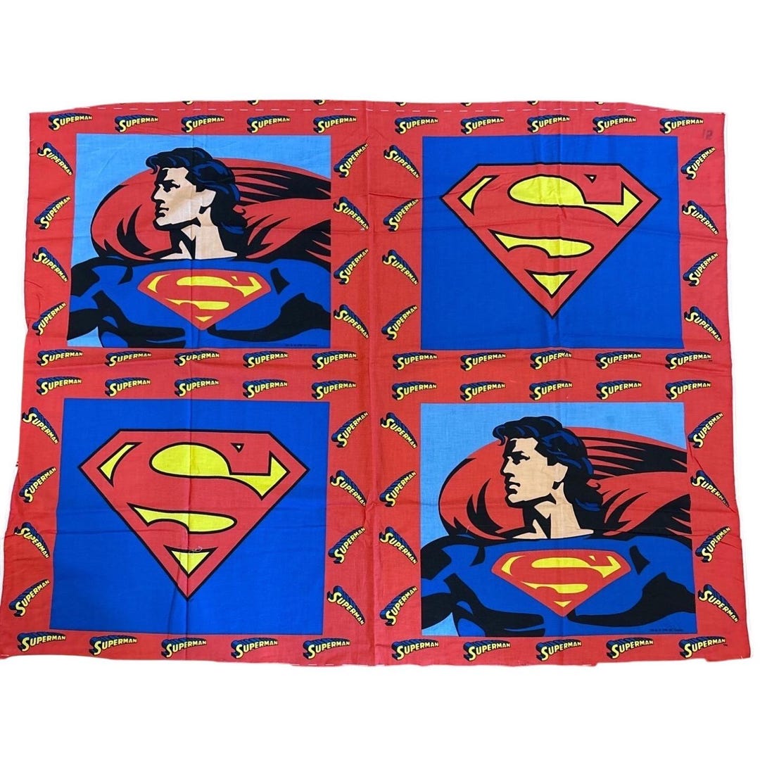 Vintage 1996 Superman Fabric Featuring Iconic Superman & Logo 44 X 36 ...