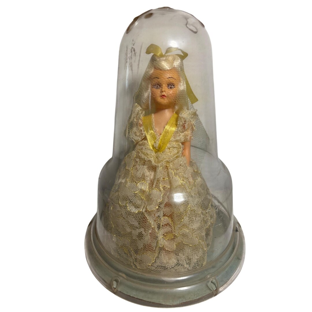 A & H Bridal Doll Original Dome Case Yellow Lace Veil and Dress Sleepy ...