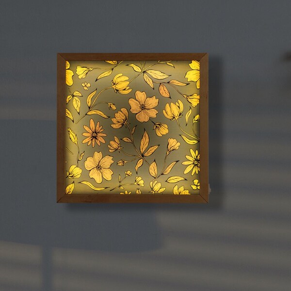Flower Light Box, Led Lamp,lighted Wooden Lamp,wooden Light Box, Gift ...