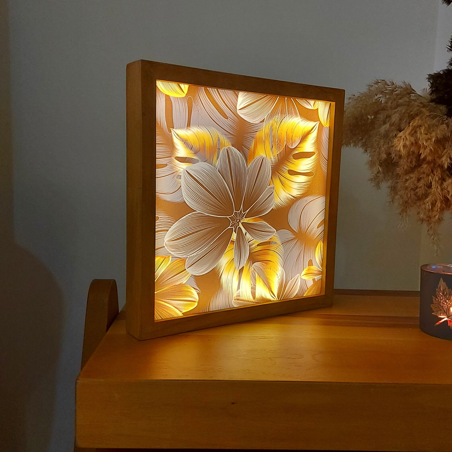 Wooden Light Box, Elegant Decor Lamp Gift, Unique Wood Decor Lamp ...
