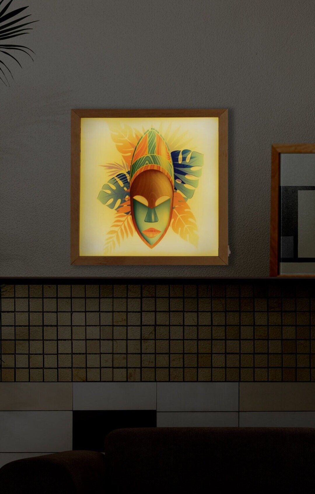 African Woman Wooden Light Box, Ethnic Beauty Light Decor, Cultural ...