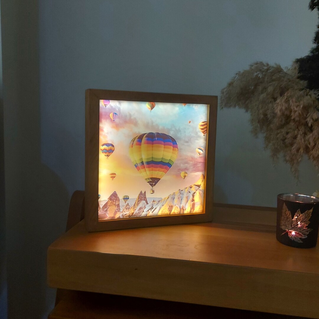 Decorative Wooden Boxes With LED, Hot Air Balloon Kids Room & Nursery ...