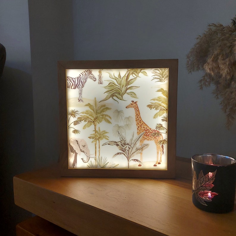 Wildlife Animal Wooden Light Box, Safari Theme Night Light, African ...