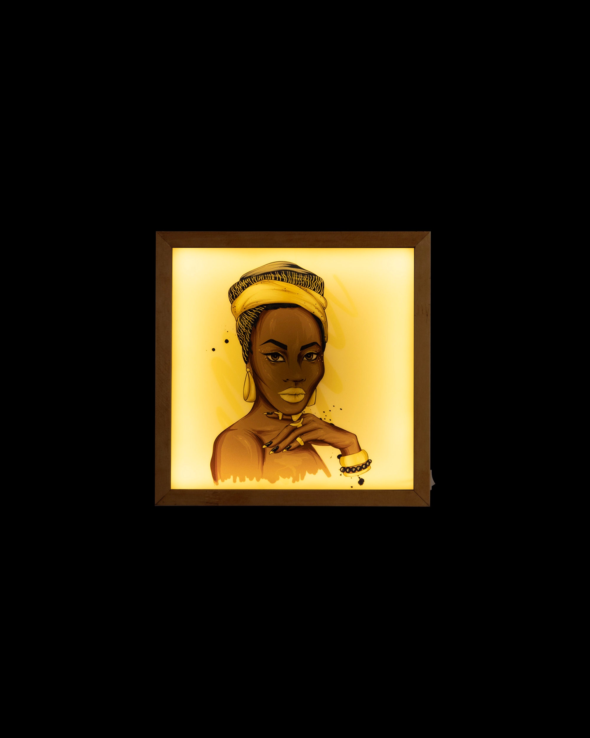 Handcrafted African Woman Painting Light Box, Decorative Wooden Lamp ...