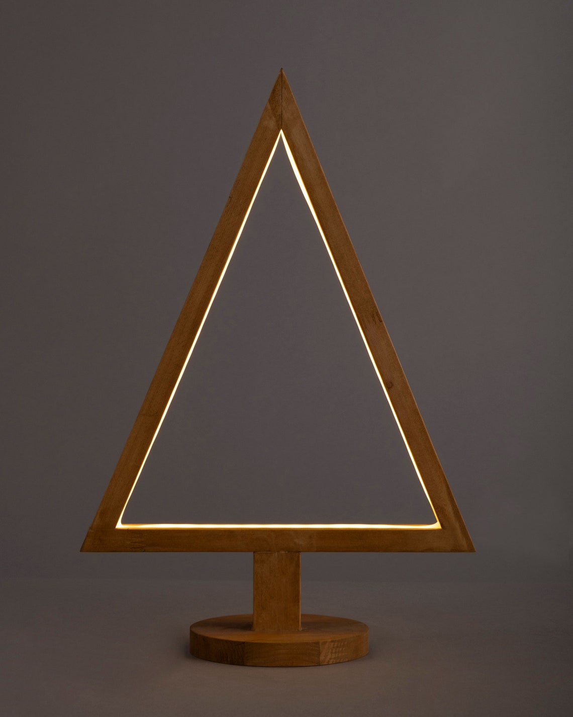 Modern Table Lamp, Triangle Wooden LED Design, Night Stand Lamp ...