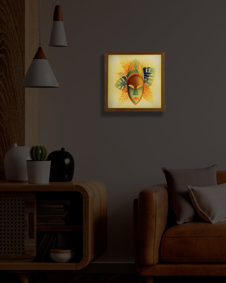 African Woman Light Box Art, Ethnic Beauty Wooden Light Box, Exotic ...