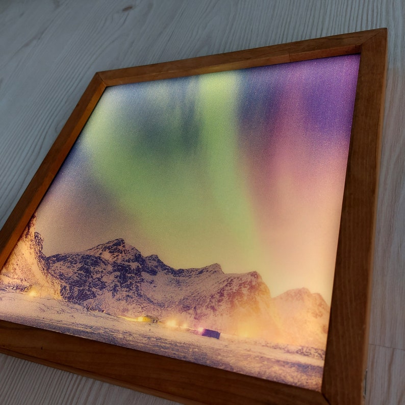 Colorful Sky Wooden Light Box, Modern and Unique Led Lamp, Wood Lamp ...