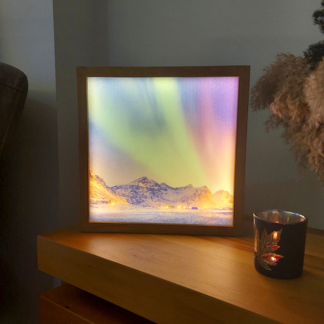 Colorful Sky Wooden Light Box, Modern and Unique Led Lamp, Wood Lamp ...