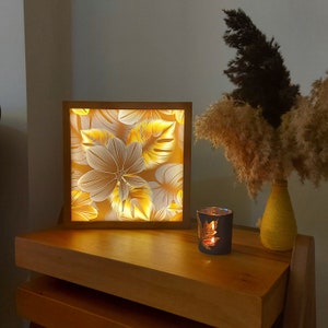 Flower Light Box, Led Lamp,lighted Wooden Lamp,wooden Light Box, Gift ...