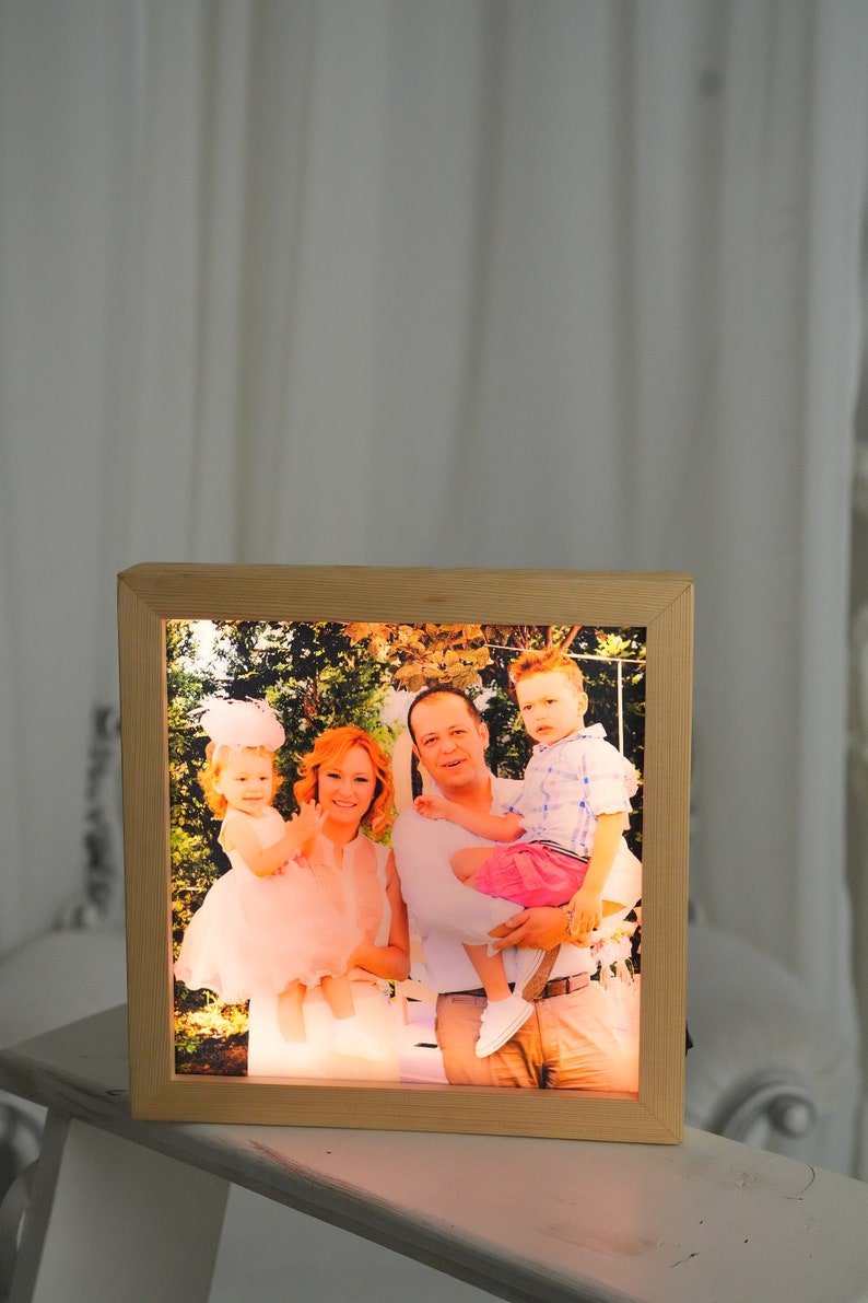 Personalized Photo Light Box, Custom Image Wooden Lamp, Engraved Photo ...