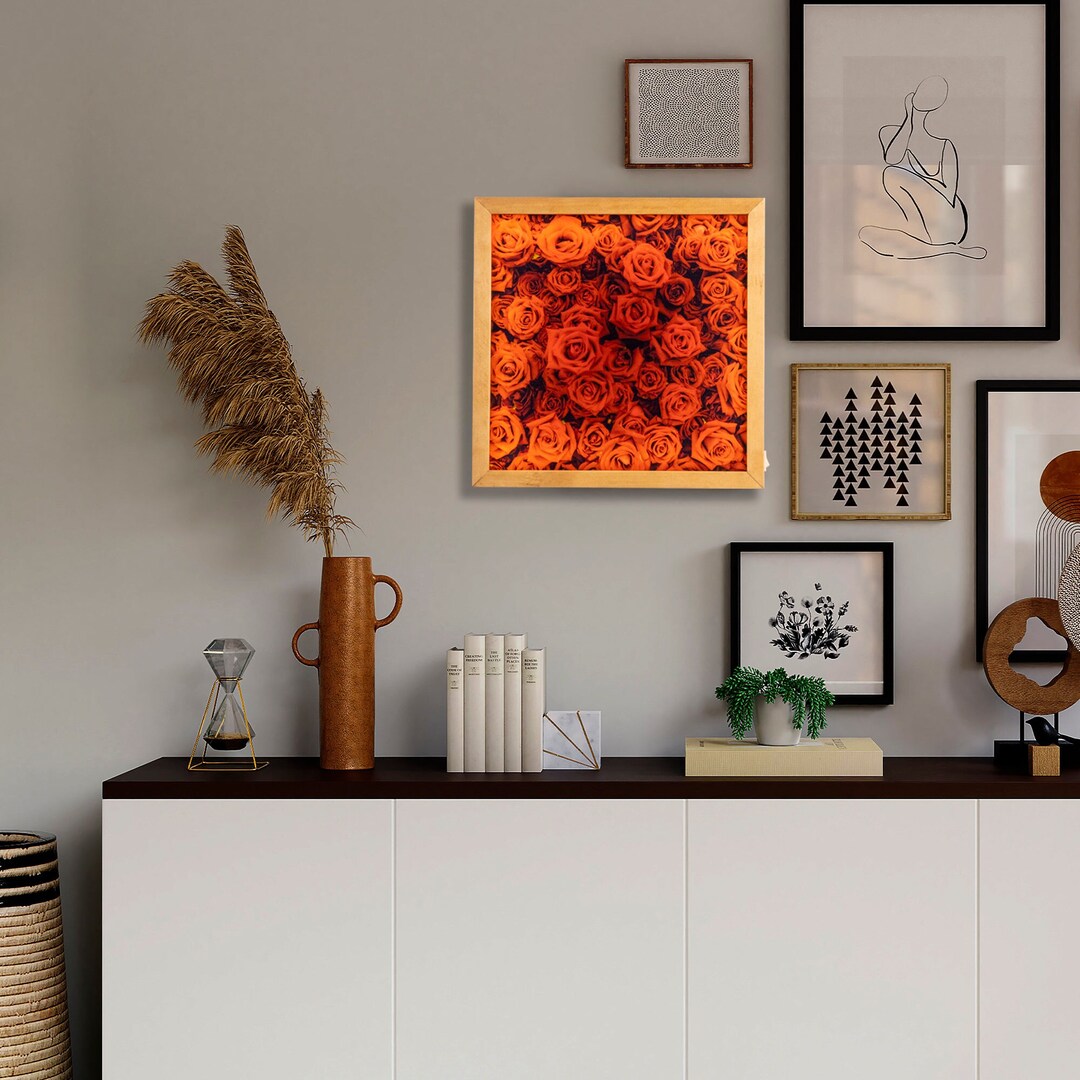 Romantic Light Box for Valentine's, Rose Flower Lovers Wooden Art ...