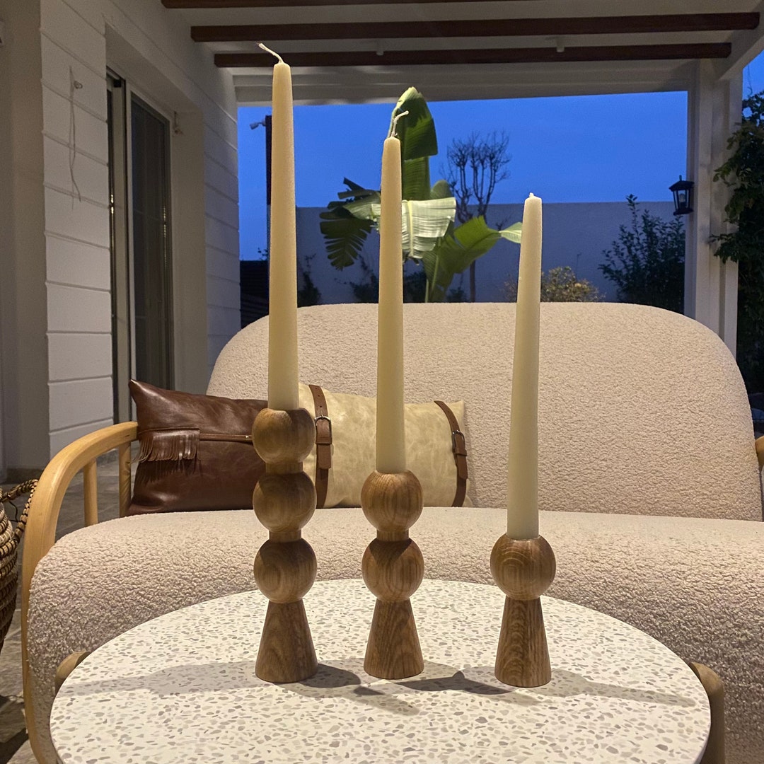 Oak Wood Triple Candle Holder, Rustic Home Decor, Oak Tree Candle ...