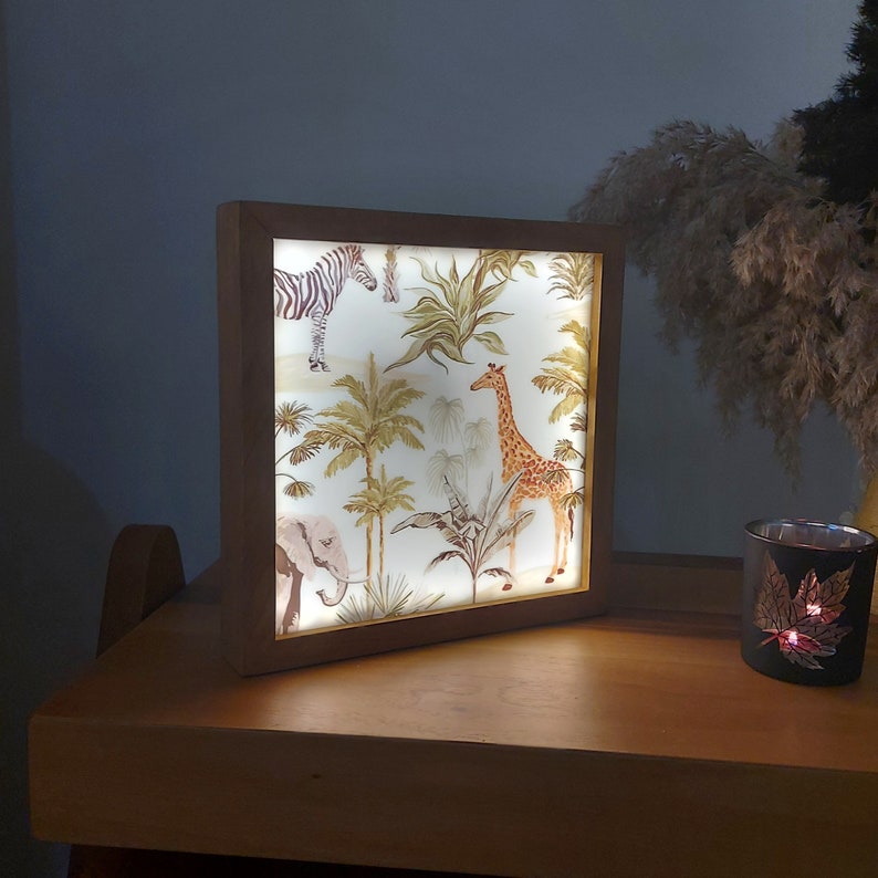 Wildlife Animal Wooden Light Box, Safari Theme Night Light, African ...