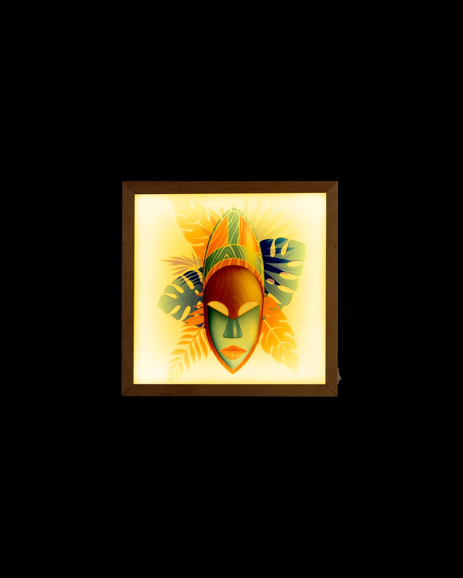 Tribal Mask LED Lightbox: Handmade Wood & Plexiglass Backlit Decor - Etsy