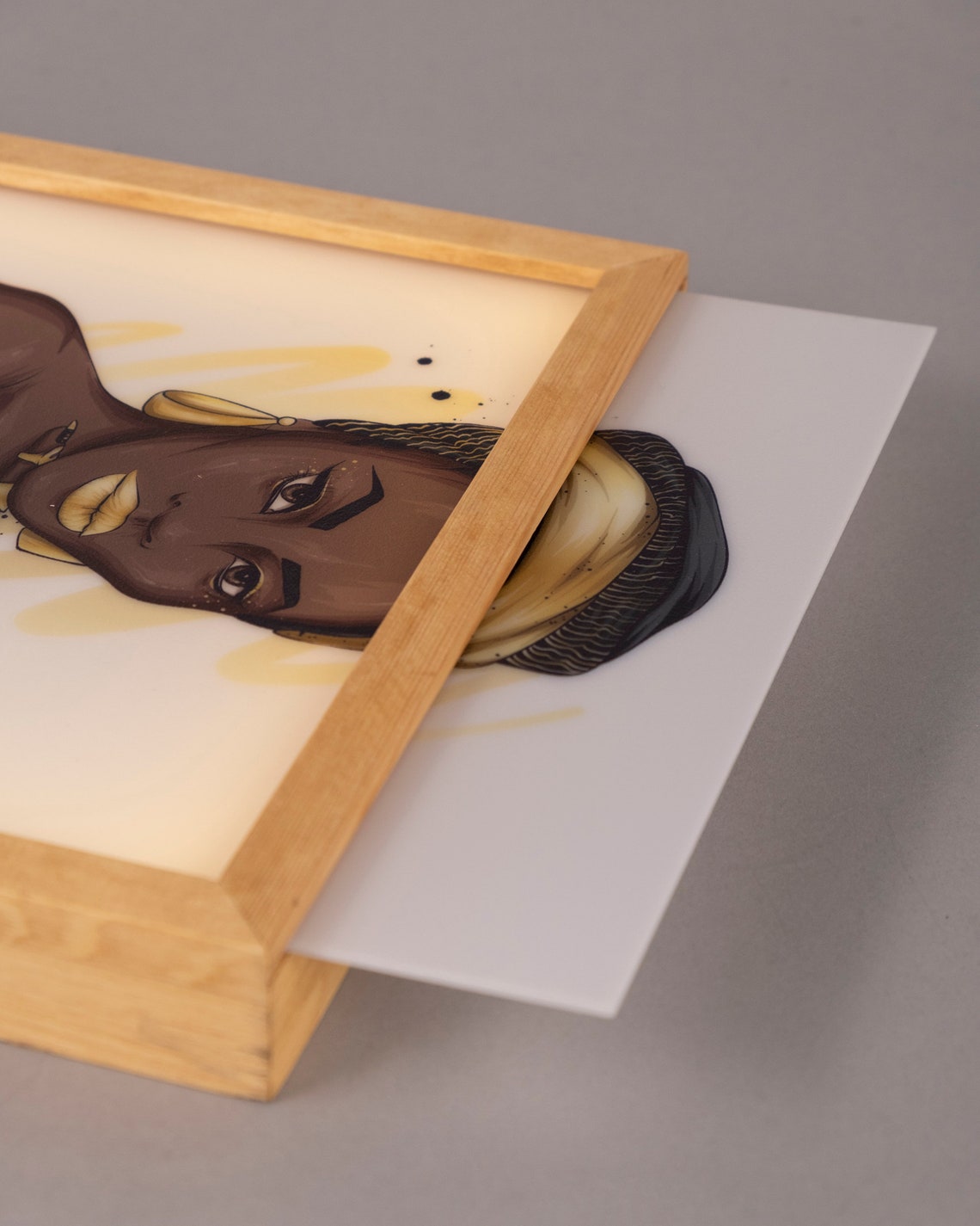 Handcrafted African Woman Painting Light Box, Decorative Wooden Lamp ...