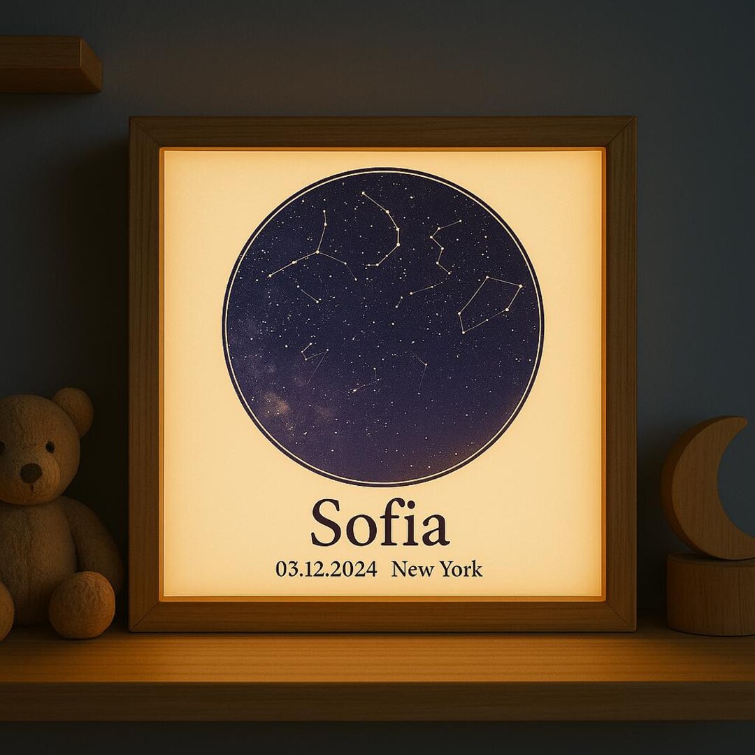 Personalized Star Map Night Light: Custom Wooden Constellation Gift - Etsy