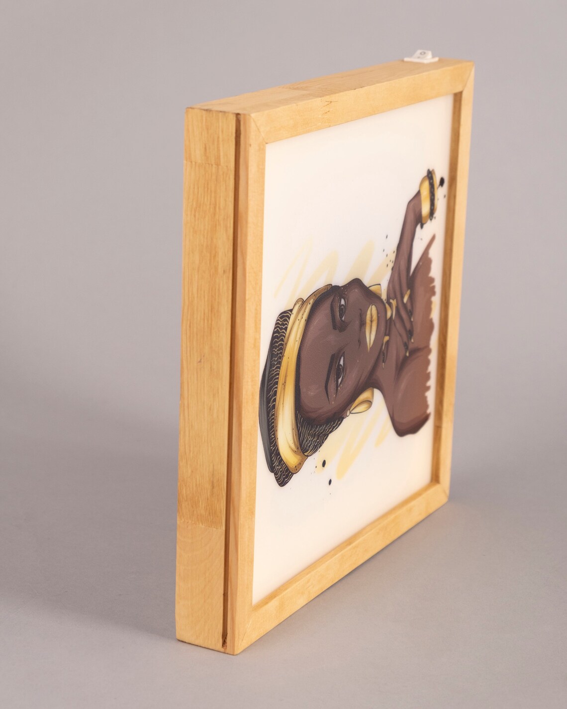 Handcrafted African Woman Painting Light Box, Decorative Wooden Lamp ...