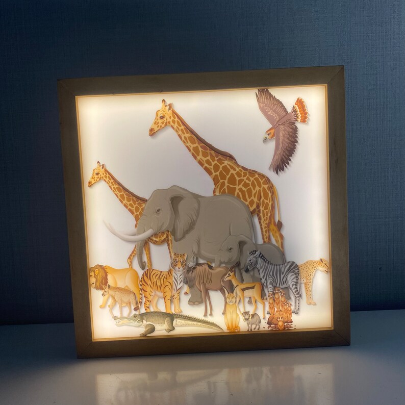 Enchanting Nature Inspired Light Box With Wild Animal Art, Forest ...