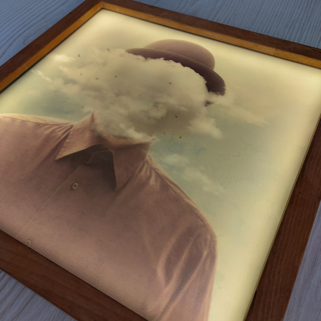 Man and Cloud Design Wooden Light Box, LED Lamp, Interactive Light Box ...