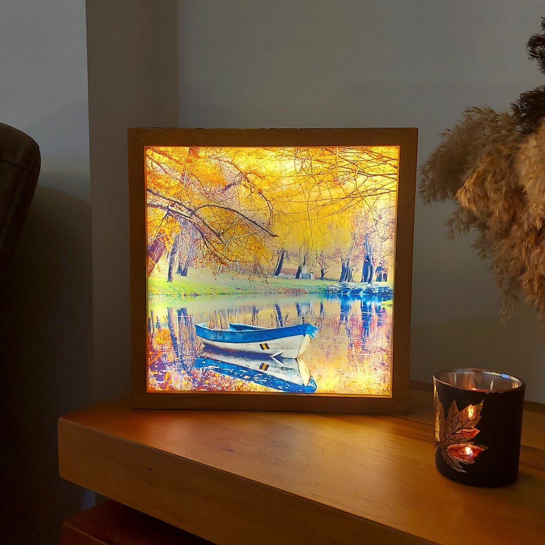 Autumn Landscape Patterned Light Box, LED Artistry and Style Wooden ...