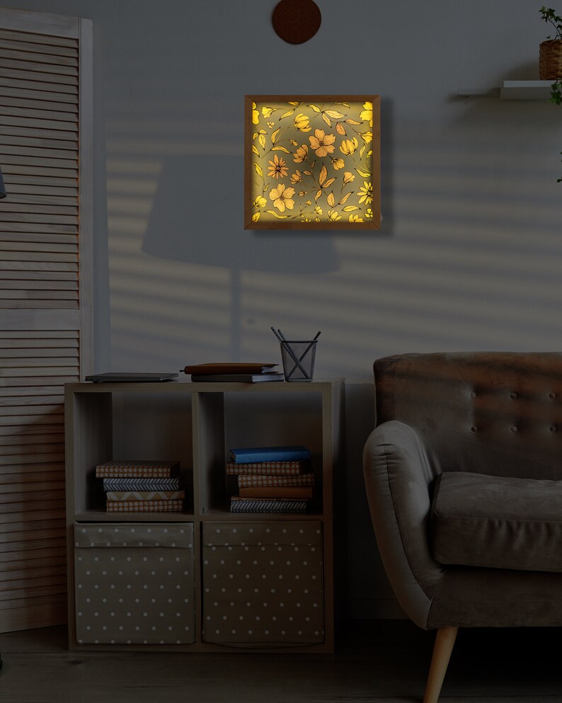 Elegant White Flower Light Box, Floral Wooden Illumination Art, Floral ...