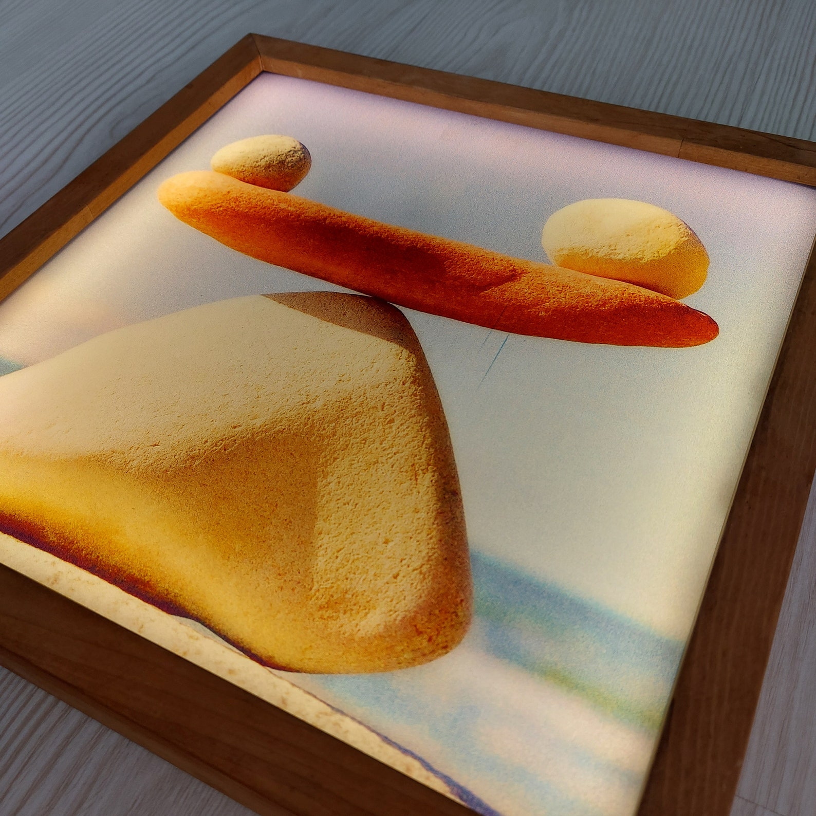 Handmade Stone Light Box, Unique Home Light Gift, Modern Wooden Night ...