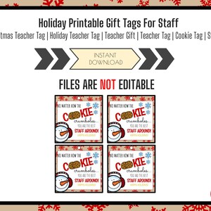 Holiday Cookie Thank You Gift Tags, Christmas Teacher Staff Nurse, No ...