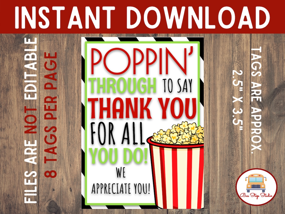 Popcorn Appreciation Sign, Teacher Appreciation, Employee Staff Team ...