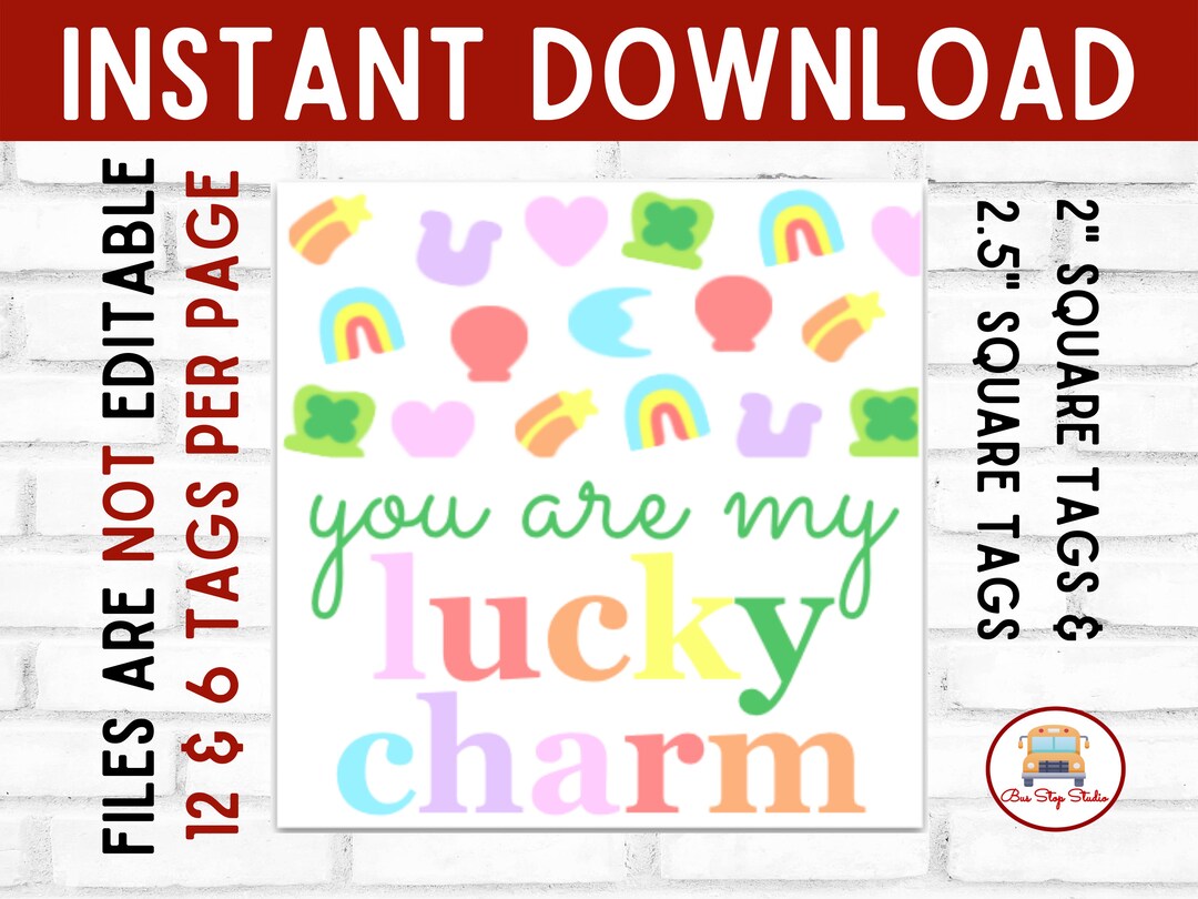 You Are My Lucky Charm, Printable Cookie Tag, Instant Download St ...