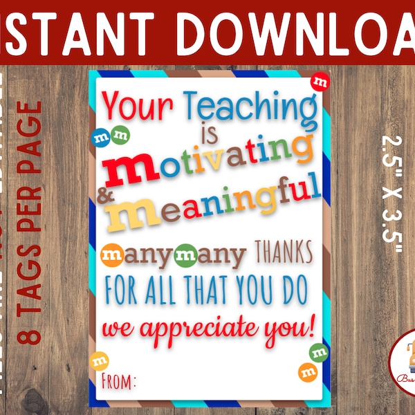 M & M Teacher Appreciation - Etsy