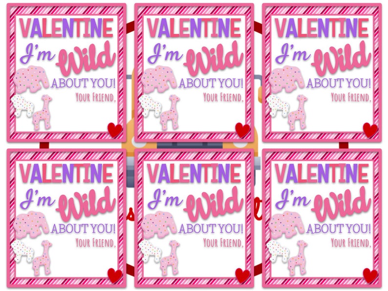 Animal Cookie Valentine's Day Printable Tag, Circus Cookie Valentine ...