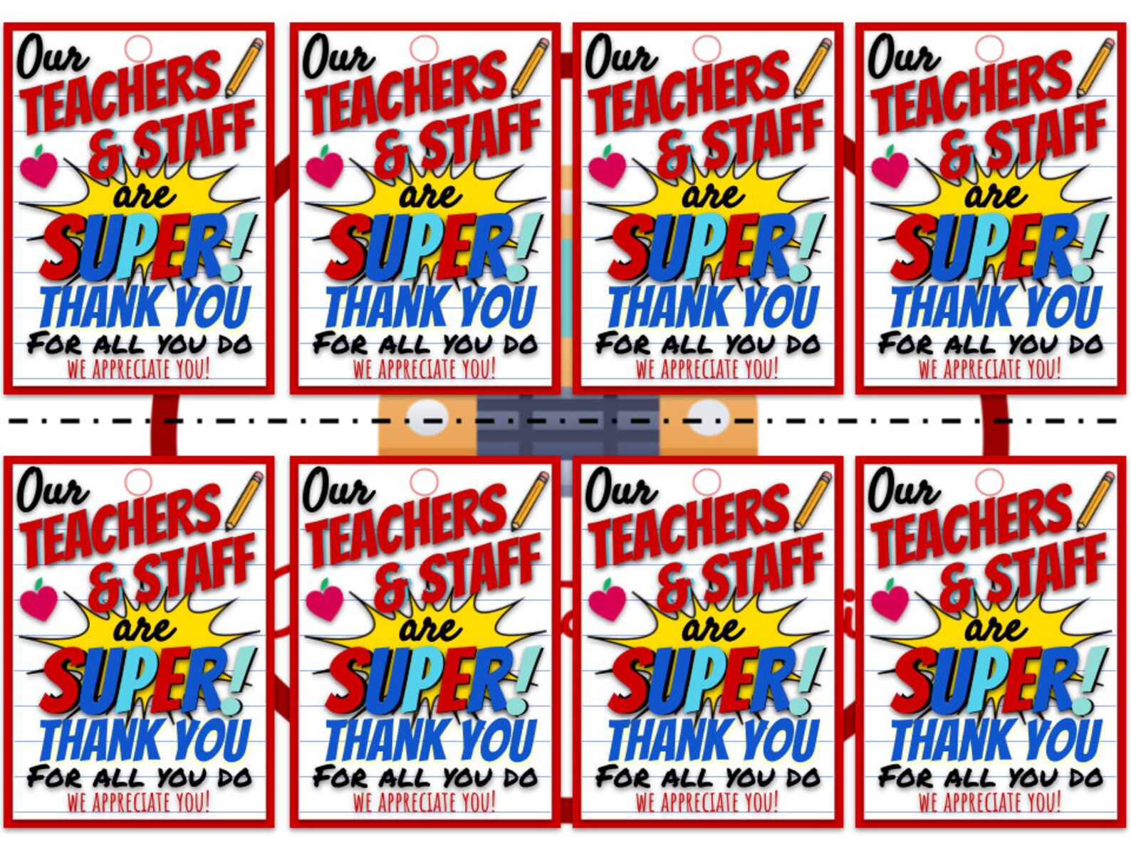 Printable Teacher Gift Tags, Super Hero Teacher Tags, Easy Teacher ...