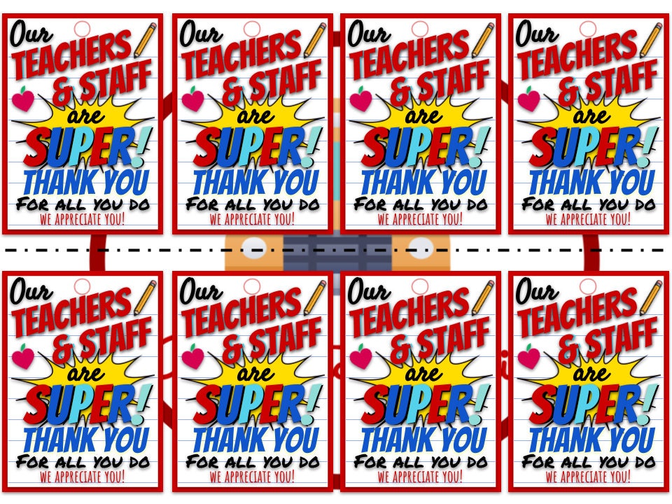 Printable Teacher Gift Tags, Super Hero Teacher Tags, Easy Teacher ...