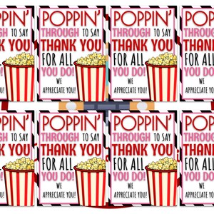 Popcorn Appreciation Sign, Teacher Appreciation, Employee Staff Team ...