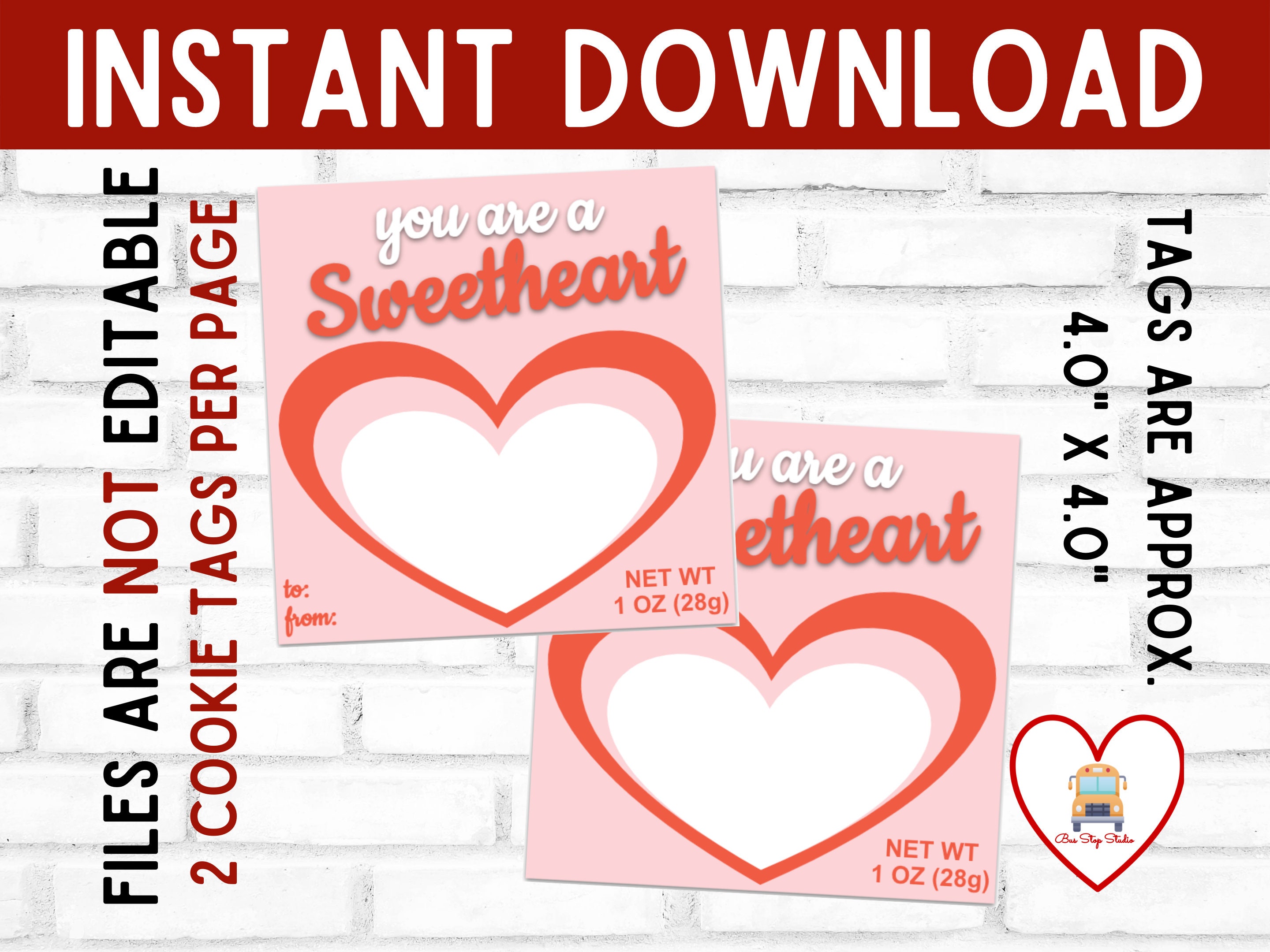 Printable Cookie Card, Instant Download Valentine Card, Valentine Tag ...