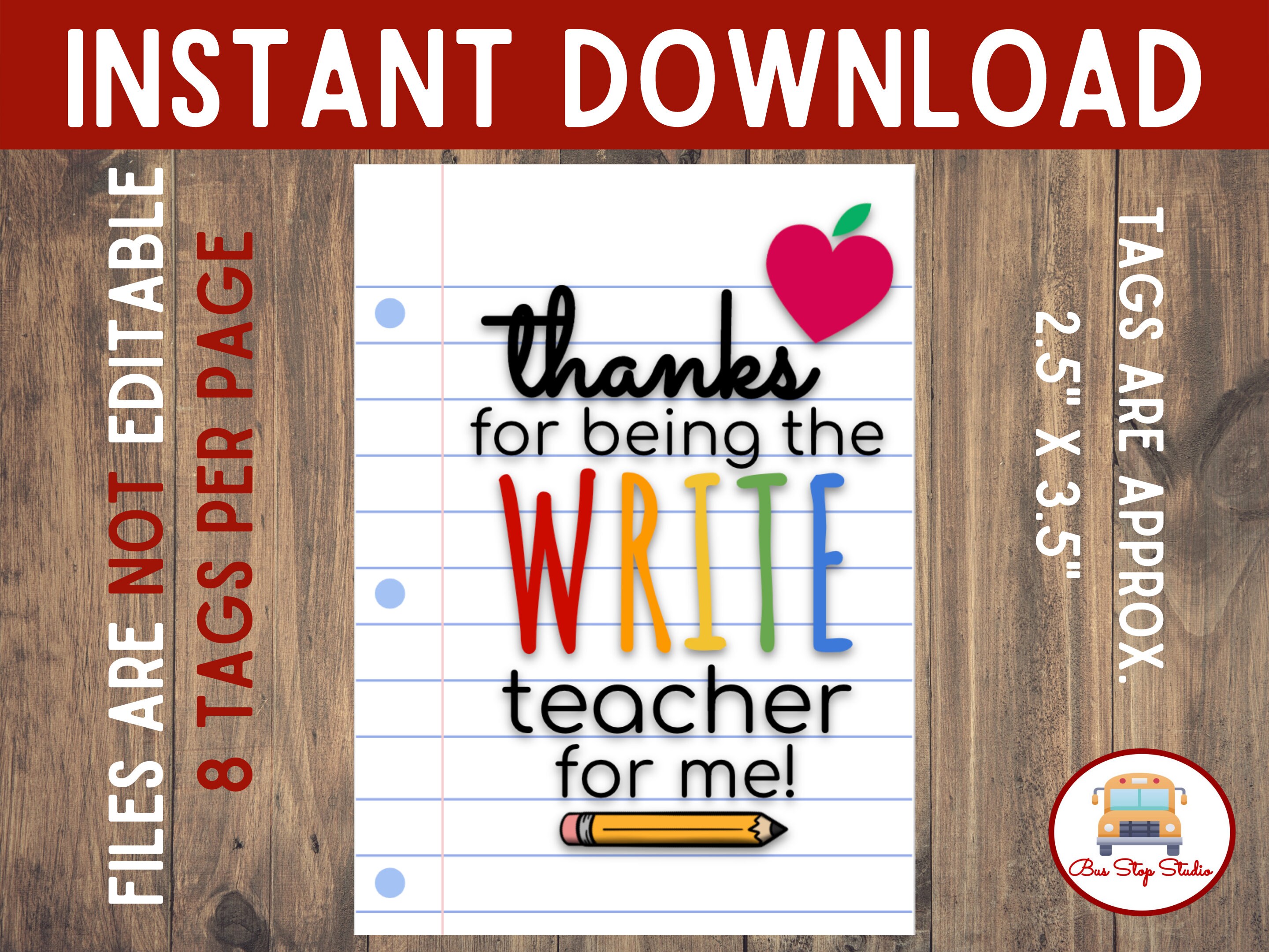 Printable Teacher Gift Tags, Write Teacher, Write Tag, Marker Teacher ...