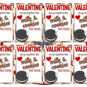 Valentine's Day Printable Tag, Cookie Tags, Milk and Cookies Tags ...
