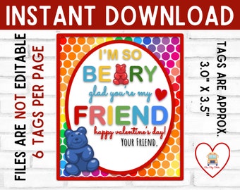 Printable Gummy Bear Valentine | Etsy