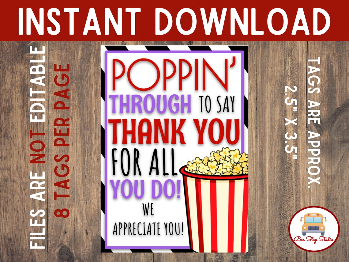 Popcorn Appreciation Sign, Teacher Appreciation, Employee Staff Team ...