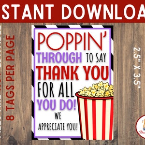 Popcorn Appreciation Sign, Teacher Appreciation, Employee Staff Team ...