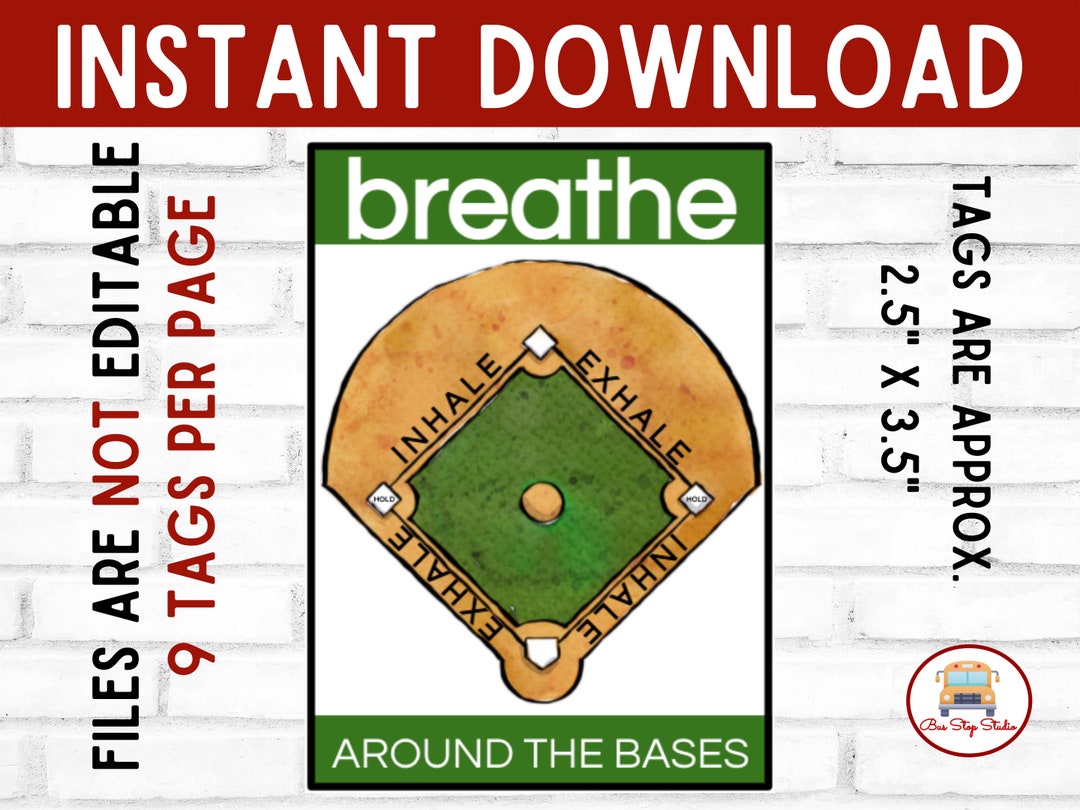 Mindfulness Breathing Printable Tag, Baseball Breathing, Mindfulness ...