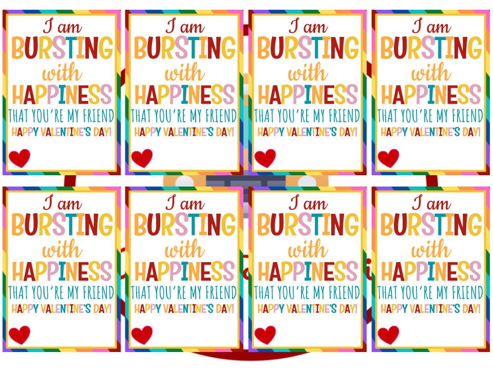 Starburst Valentine's Day Printable, Star Valentine, Bursting Valentine ...