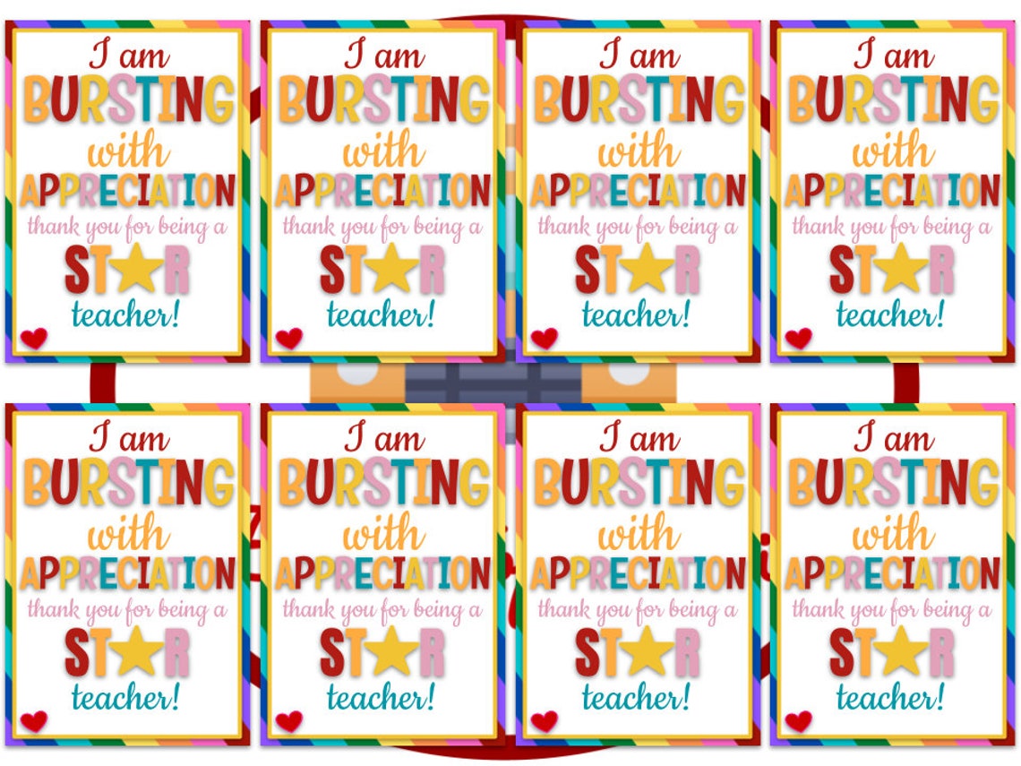 Teacher Appreciation Printable Tag, Staff Tags, Star Tags, Star Gift ...