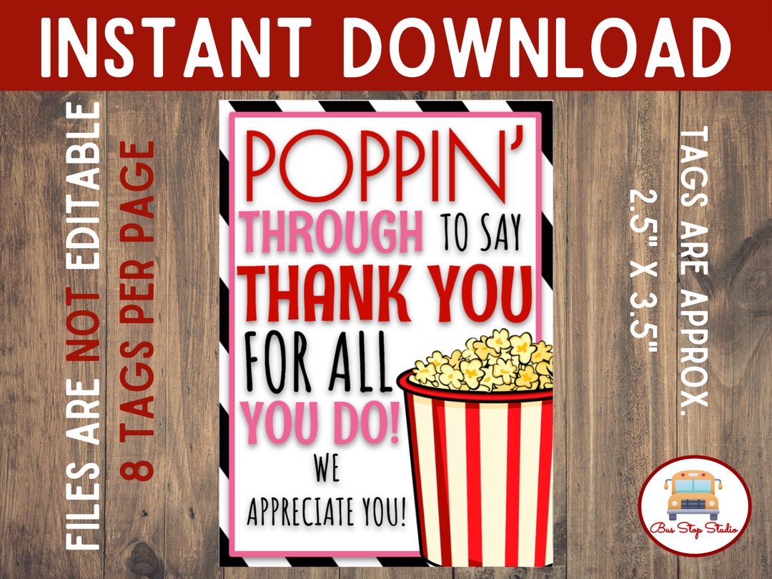 Popcorn Appreciation Sign, Teacher Appreciation, Employee Staff Team ...