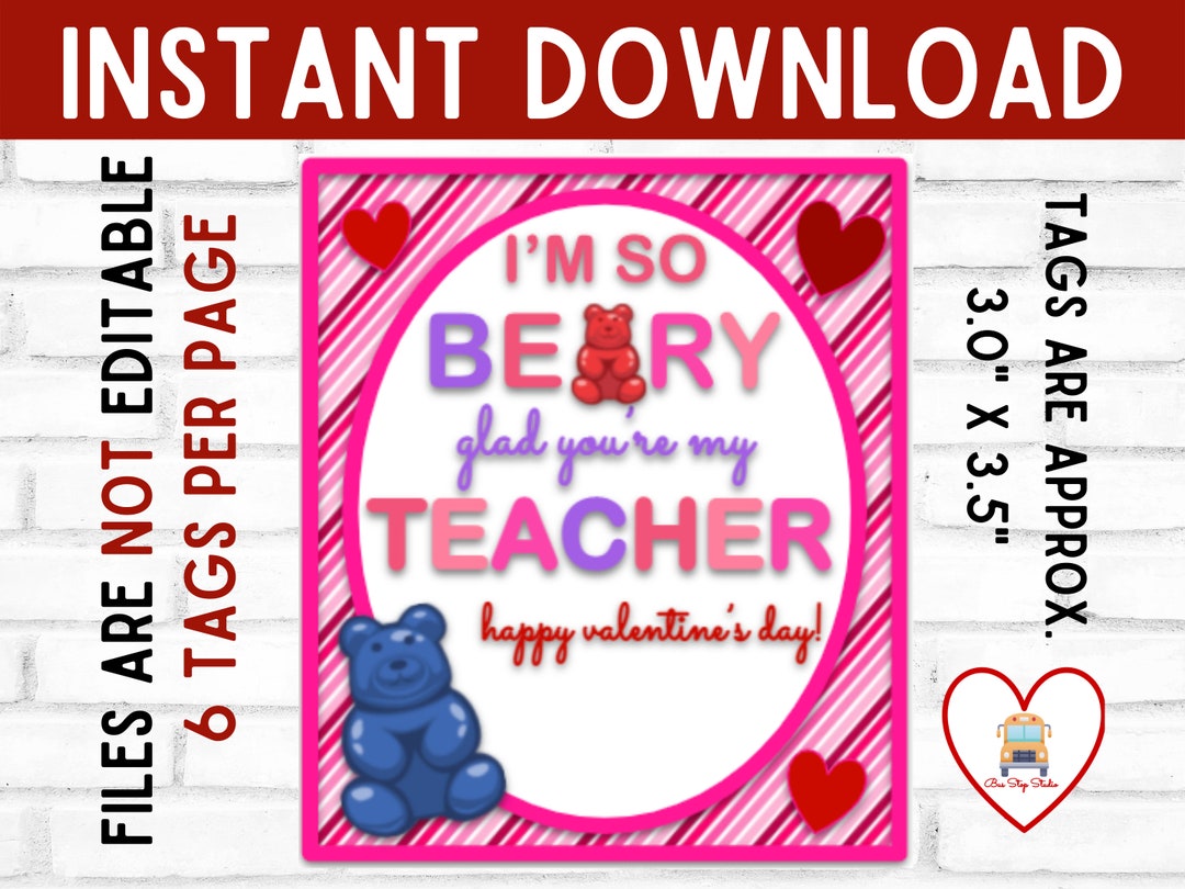 Gummy Bear Valentine's Day Printable Tag, Gummy Valentine, Friend ...
