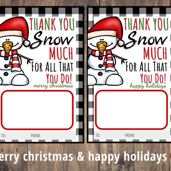 Christmas Giftcard Printable Thank You for All You Do - 60+ Gift Ideas ...