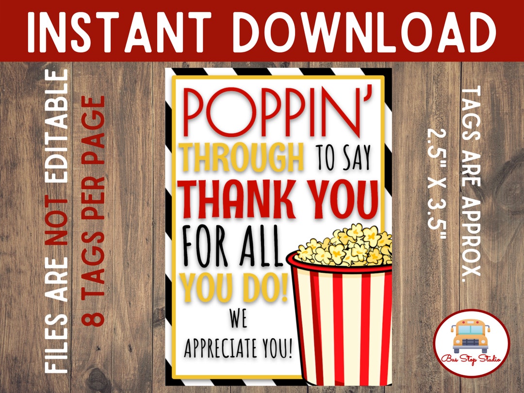 Popcorn Appreciation Sign, Teacher Appreciation, Employee Staff Team ...