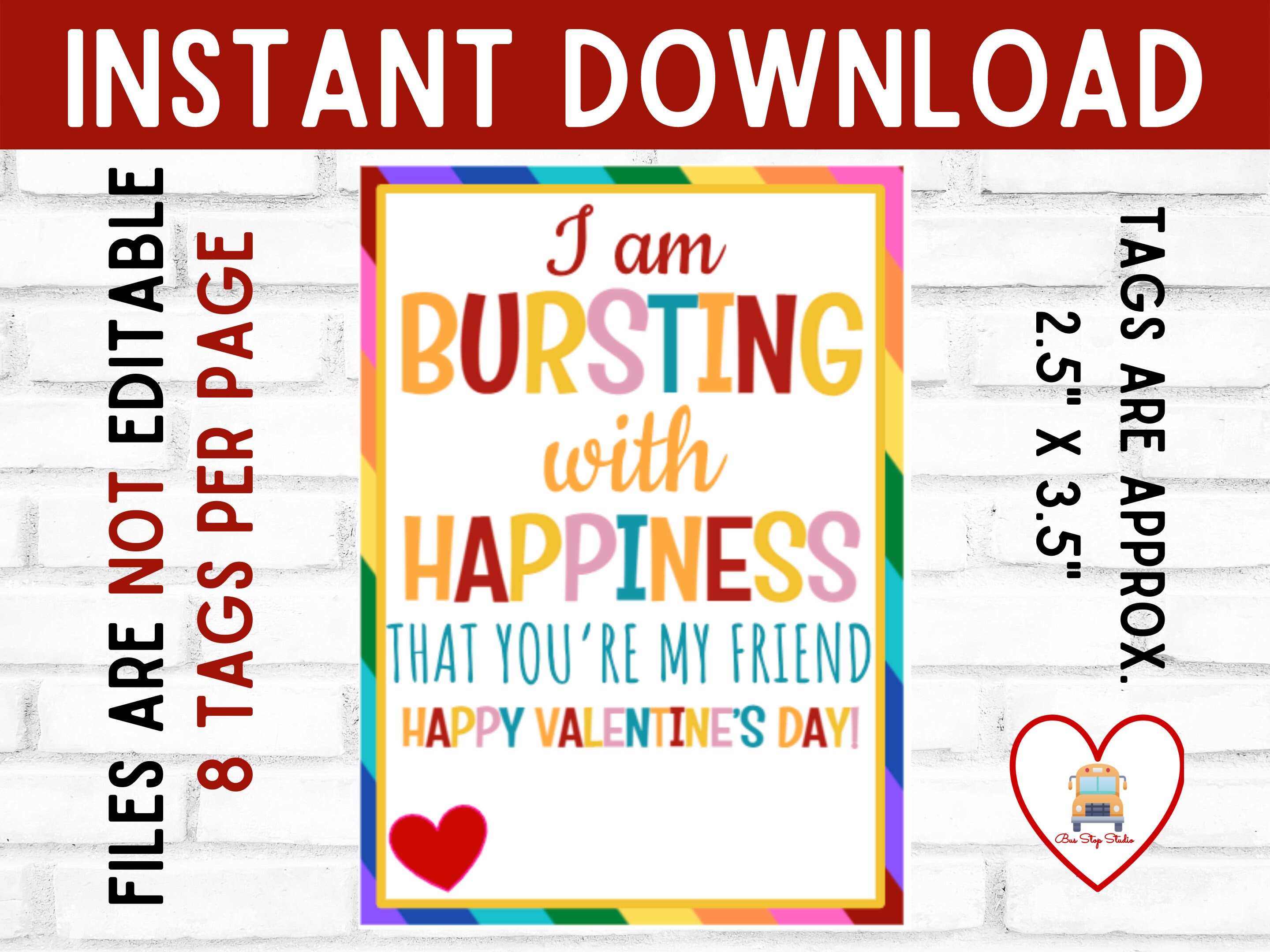Starburst Valentine's Day Printable, Star Valentine, Bursting Valentine ...